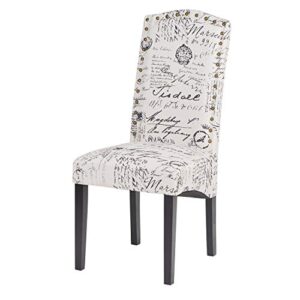 Polibi Dining Chairs Set of 2, Upholstered Chairs with Nailhead Trim and Solid Wood Legs, Modern Dining Chairs for Dining Room Kitchen, Script