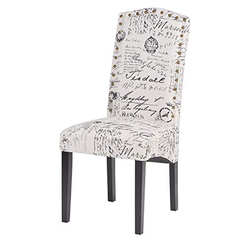 Polibi Dining Chairs Set of 2, Upholstered Chairs with Nailhead Trim and Solid Wood Legs, Modern Dining Chairs for Dining Room Kitchen, Script