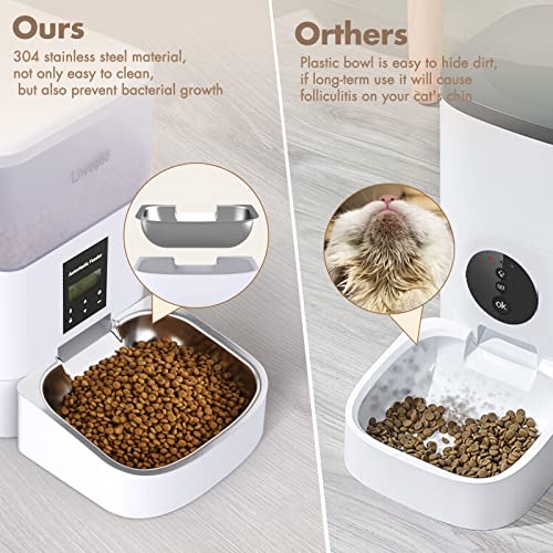 Lovegoo Automatic Cat Dog Feeder with Feeding Mat Anti-Clogging Design Timed Cat Feeder 4L Programmable Control 1-4 Meals Pet Dry Food Dispenser with Desiccant Bag, Twist Lock Lid, 10s Voice Recorder