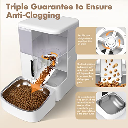 Lovegoo Automatic Cat Dog Feeder with Feeding Mat Anti-Clogging Design Timed Cat Feeder 4L Programmable Control 1-4 Meals Pet Dry Food Dispenser with Desiccant Bag, Twist Lock Lid, 10s Voice Recorder