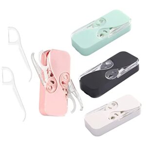 4 pack floss pick dispenser, dental floss dispenser, portable floss dispenser, floss dispenser refillable, dental floss portable case with 48 dental floss picks