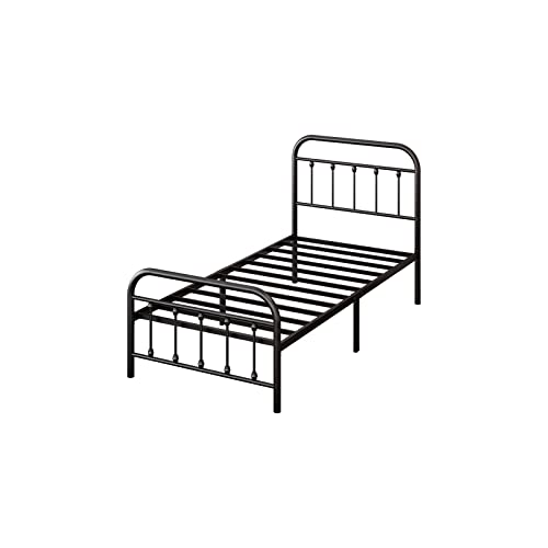 NEW JETO Classic Black Carbon Steel Bed Frame - Structurally Stable Thicken and Bold Metal Bed Frame with Headboard, Strength Bearing Platform Bed Frame Suitable for Bedrooms, Hotel and Resort