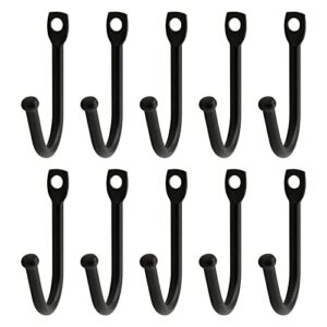 bonsicoky 10 pcs black single prong wrought iron hooks with screws, decorative colonial wall hooks for keys, hats, clothes, towels