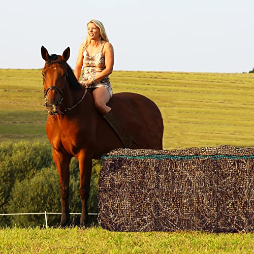 2 Pcs Square Bale Hay Net 5 mm Thick 47 x 20 x 20 Inch Black Large Bale Net Slow Feed Hay Bags Horse Feeding Supplies for Horses Mules Goat Cattle Stalls Barn Feed Decor (Square, 47 x 20 x 20 Inch)