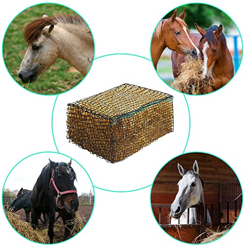 2 Pcs Square Bale Hay Net 5 mm Thick 47 x 20 x 20 Inch Black Large Bale Net Slow Feed Hay Bags Horse Feeding Supplies for Horses Mules Goat Cattle Stalls Barn Feed Decor (Square, 47 x 20 x 20 Inch)