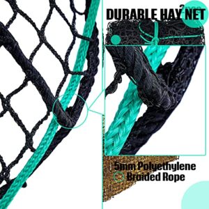 2 Pcs Square Bale Hay Net 5 mm Thick 47 x 20 x 20 Inch Black Large Bale Net Slow Feed Hay Bags Horse Feeding Supplies for Horses Mules Goat Cattle Stalls Barn Feed Decor (Square, 47 x 20 x 20 Inch)