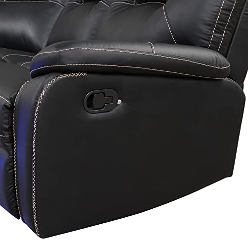 EMKK Leather Gel Zero Gravity Brown 37.5W” Width Recliner with Power Headrest,Sofa Home Theater Seating Upholstered Single Chair for Living Room, Bedroom, Office, Apartment, Dorm, a-Black Large