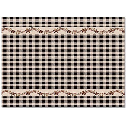 Microfiber Rubber Backing Non-Slip Area Rug - Washable Durable 5x7 Feet Indoor Felt Carpet - Vintage Western Texas Star Primitive Berries Black Buffalo Checkered Plaid Entry Carpets for Home Bedroom