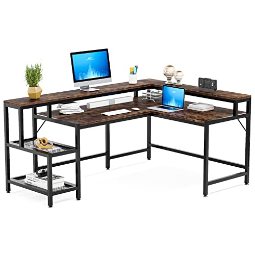 LITTLE TREE L-Shaped Computer Desk, Extra Large, Brown