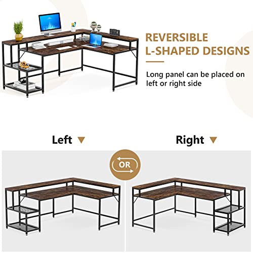 LITTLE TREE L-Shaped Computer Desk, Extra Large, Brown