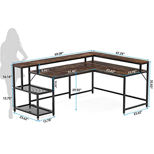 LITTLE TREE L-Shaped Computer Desk, Extra Large, Brown