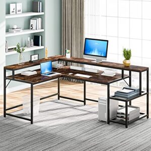 LITTLE TREE L-Shaped Computer Desk, Extra Large, Brown