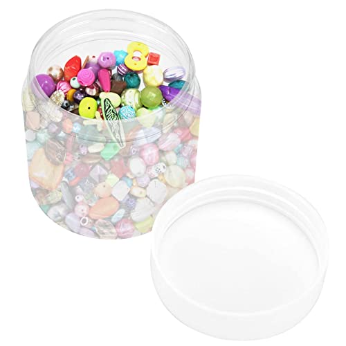 NINGWAAN 60 PACK 2oz Plastic Containers Jars with White Lids, 60ml Clear Containers, Wide-Mouth Mini Refillable Empty Jars for DIY, Beads, Art Crafts