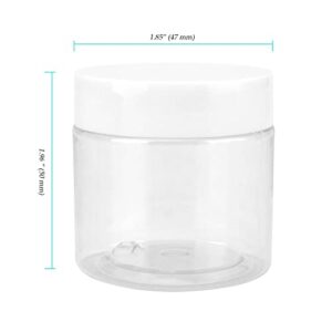 NINGWAAN 60 PACK 2oz Plastic Containers Jars with White Lids, 60ml Clear Containers, Wide-Mouth Mini Refillable Empty Jars for DIY, Beads, Art Crafts