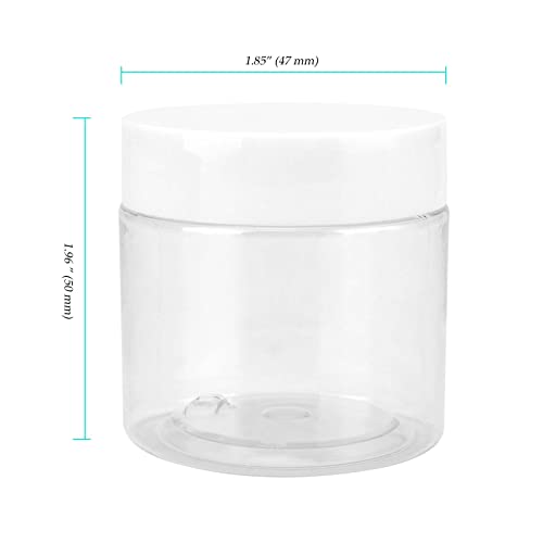 NINGWAAN 60 PACK 2oz Plastic Containers Jars with White Lids, 60ml Clear Containers, Wide-Mouth Mini Refillable Empty Jars for DIY, Beads, Art Crafts