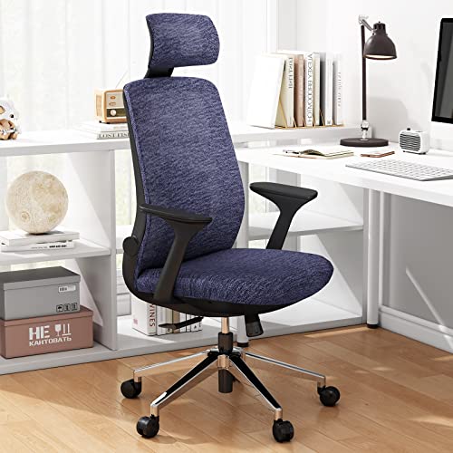 Dripex Mesh Office Chair for Home, Ergonomic Desk Chair with Arms/Lumbar Support/Mesh Back/Adjustable Headrest & Height/Wheels, Computer Chairs Tilt Reclining Swivel Rolling Chair, Purple