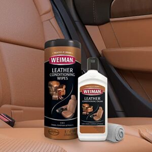 Weiman Complete Auto Leather Interior Cleaning Kit for Car, Truck, Motorcycle, RV, Motorhome - Cleans & Restores Leather Automotive Seats & Accessories, UVX Protection(Leather Auto Kit - Wipes)