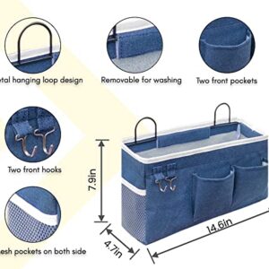 Kanrichu 2pcs Large + 2pcs Small Wall Hanging Storage Bag for Home & Camper (Blue & White)