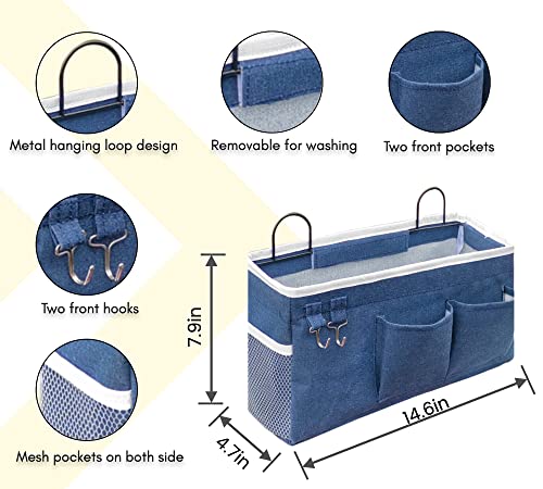 Kanrichu 2pcs Large + 2pcs Small Wall Hanging Storage Bag for Home & Camper (Blue & White)