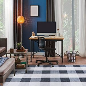 Rugshop Contemporary Checkered Stain Resistant Flat Weave Eco Friendly Premium Recycled Machine Washable Area Rug 5'x7' Gray