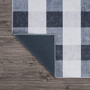 Rugshop Contemporary Checkered Stain Resistant Flat Weave Eco Friendly Premium Recycled Machine Washable Area Rug 5'x7' Gray