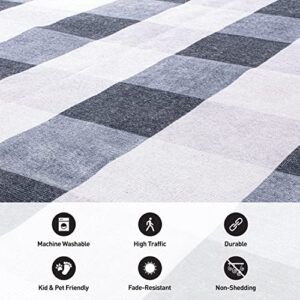 Rugshop Contemporary Checkered Stain Resistant Flat Weave Eco Friendly Premium Recycled Machine Washable Area Rug 5'x7' Gray