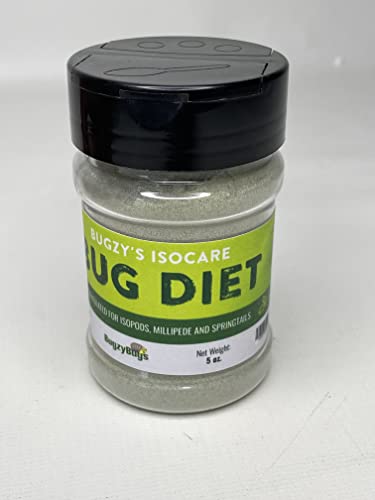 Bugzy Bugs IsoCare Isopod Food All Natural Nutrients Complete Diet for Bugs Isopods Millipede & Springtails 5oz Shaker