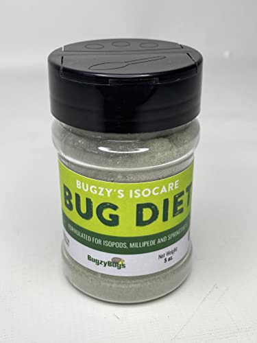 Bugzy Bugs IsoCare Isopod Food All Natural Nutrients Complete Diet for Bugs Isopods Millipede & Springtails 5oz Shaker