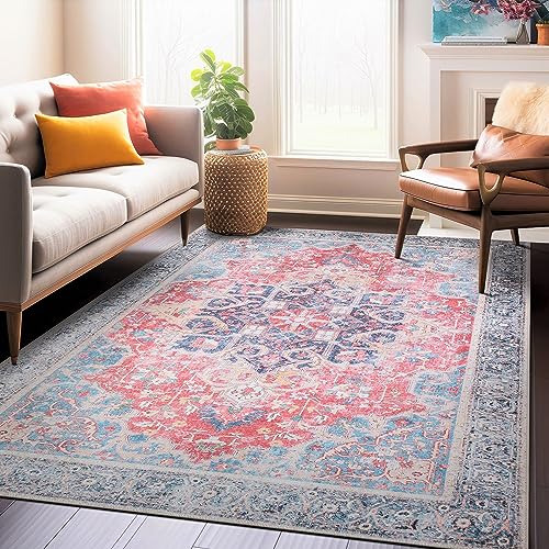 Rugshop Traditional Distressed Vintage Stain Resistant Flat Weave Eco Friendly Premium Recycled Machine Washable Area Rug 10'x14' Multi