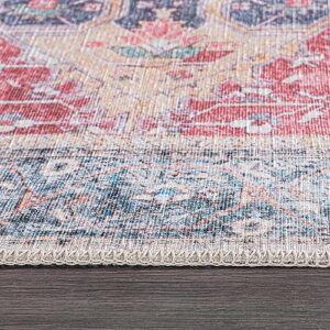 Rugshop Traditional Distressed Vintage Stain Resistant Flat Weave Eco Friendly Premium Recycled Machine Washable Area Rug 10'x14' Multi