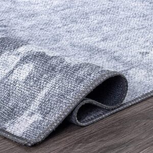 Rugshop Distressed Abstract Stain Resistant Flat Weave Eco Friendly Premium Recycled Machine Washable Area Rug 2'1"x3' Gray