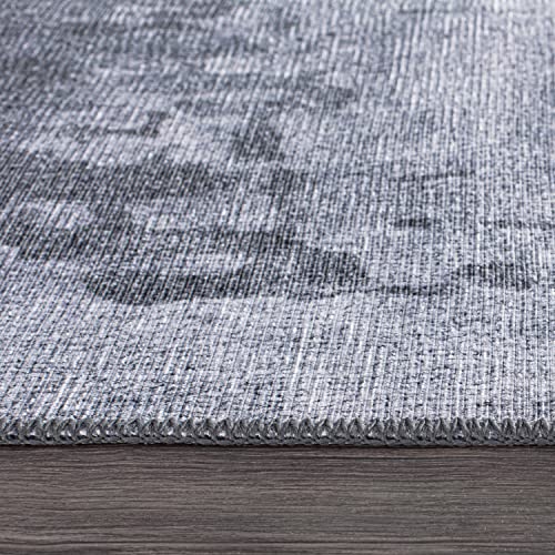 Rugshop Distressed Abstract Stain Resistant Flat Weave Eco Friendly Premium Recycled Machine Washable Area Rug 2'1"x3' Gray