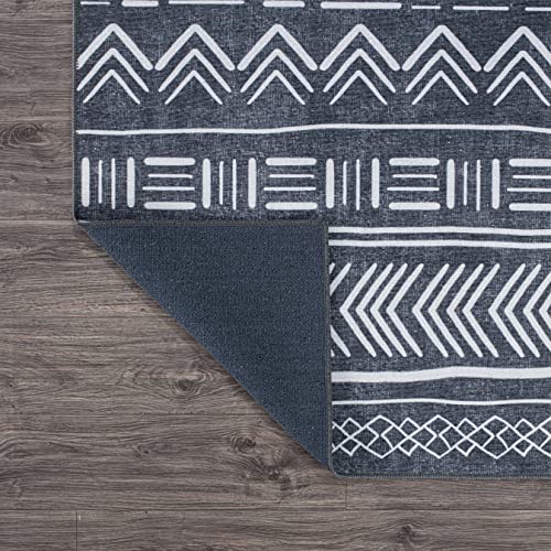 Rugshop Contemporary Geometric Bohemian Stain Resistant Flat Weave Eco Friendly Premium Recycled Machine Washable Area Rug 8'4"x11'6" Dark Gray