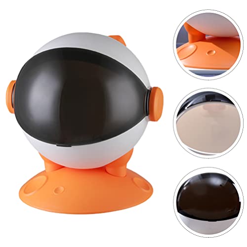 Zerodeko Desktop Trash Can Astronauts Garbage Bucket Small Container Bin Spaceman Shape Wastebasket with Lid Makeup Brush Holder Pen Pencil Cup for Home Office