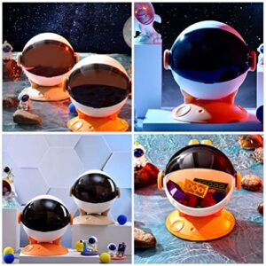 Zerodeko Desktop Trash Can Astronauts Garbage Bucket Small Container Bin Spaceman Shape Wastebasket with Lid Makeup Brush Holder Pen Pencil Cup for Home Office