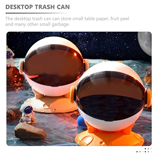 Zerodeko Desktop Trash Can Astronauts Garbage Bucket Small Container Bin Spaceman Shape Wastebasket with Lid Makeup Brush Holder Pen Pencil Cup for Home Office