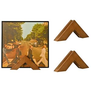 sparkle race wooden vinyl record holder wall mount shelf set of 2, vinyl record storage lp triangle shelf record holder for albums, wood vinyl record stand wall mount floating record display shelves