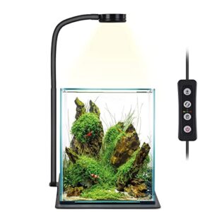 yekavo aquarium light, full spectrum led fish tank grow light with timer, 5w plants terrarium light with metal stand, for betta fish bowl, reptile terrarium, plant landscape tank, potted plants