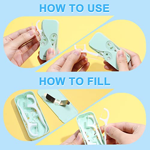 2 Pcs Portable Floss Dispenser, Dental Floss Dispenser with 124 Floss Pick, Refillable Floss Box Dispenser Portable Floss Pick Dispenser for Women Men Teeth Cleaning (Black & White)