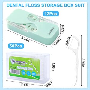 2 Pcs Portable Floss Dispenser, Dental Floss Dispenser with 124 Floss Pick, Refillable Floss Box Dispenser Portable Floss Pick Dispenser for Women Men Teeth Cleaning (Black & White)