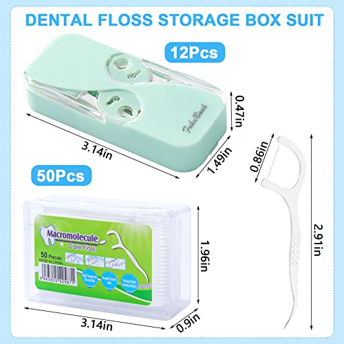 2 Pcs Portable Floss Dispenser, Dental Floss Dispenser with 124 Floss Pick, Refillable Floss Box Dispenser Portable Floss Pick Dispenser for Women Men Teeth Cleaning (Black & White)