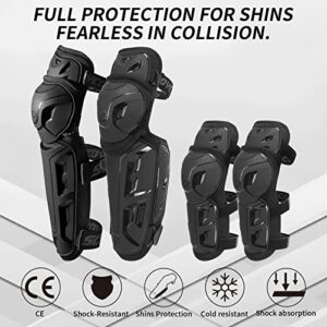 SCOYCO 4pcs Motorcycle Knee Shin Guards Elbow Guard Pads for Men Anti-Slip 2 in 1 Protector Adjustable Powersport Protection Armor Motocross Racing Protective Gear