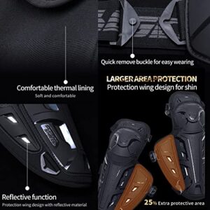 SCOYCO 4pcs Motorcycle Knee Shin Guards Elbow Guard Pads for Men Anti-Slip 2 in 1 Protector Adjustable Powersport Protection Armor Motocross Racing Protective Gear