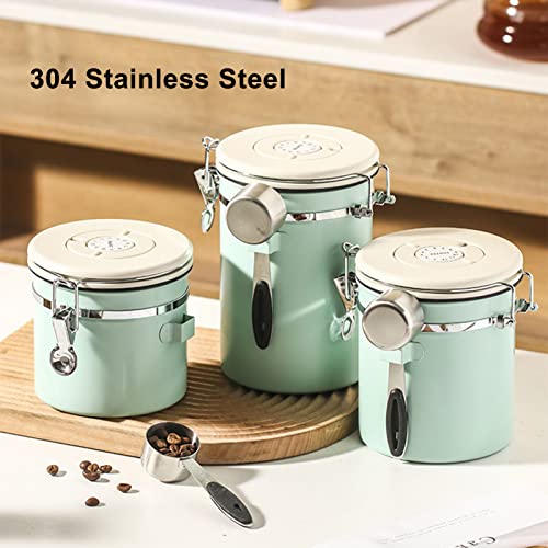 Yctze Coffee Canister, Food Grade Stainless Steel Canister Airtight Coffee Bean Container with Scoop Date Wheel for Tea Nuts Beans Tea Flour Oatmeal (1.2L)