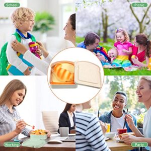 Meanplan 4 Pcs Sandwich Containers Sandwich Box Food Storage Toast Shape Holder Plastic for Lunch Boxes Bread Sandwich Keeper for Kids Adults Prep Microwave Dishwasher Safe, 14 oz (Pastel Color)