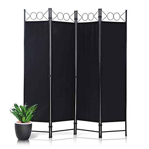 Room Divider,Folding Privacy Screen 4 Panels Portable Wall Divider Partition Room Dividers for Home Office Room Separation,Black