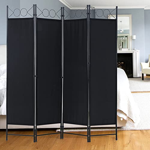 Room Divider,Folding Privacy Screen 4 Panels Portable Wall Divider Partition Room Dividers for Home Office Room Separation,Black