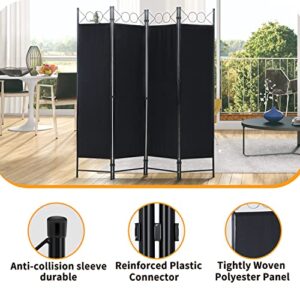 Room Divider,Folding Privacy Screen 4 Panels Portable Wall Divider Partition Room Dividers for Home Office Room Separation,Black