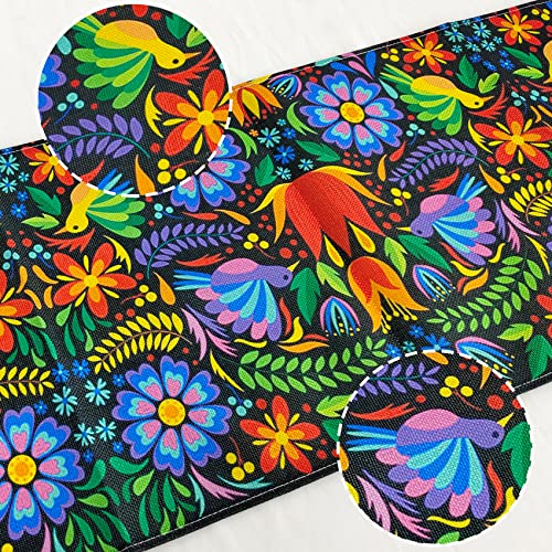 Mexican Table Runner Day of The Dead Decorations, , UNIIDECO Ofrenda Dia De Los Muertos Table Decorations, Fiesta Home Dining Room Kitchen Table Runner Decor (Birds and Flowers)