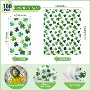 100 Pcs St. Patrick's Day Guest Napkins 3 Ply Disposable Paper Napkins Guest Hand Towels Cocktail Napkins Decorative Napkins for Home Dinner Kitchen Bathroom St Patricks Party Supplies